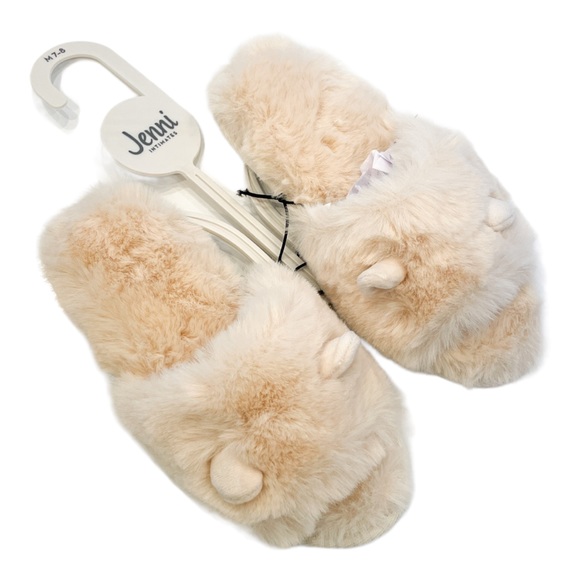 Jenni | Shoes | Jenni Critter Faux Fur Slide Slippers Medium 7 8 Nwt ...